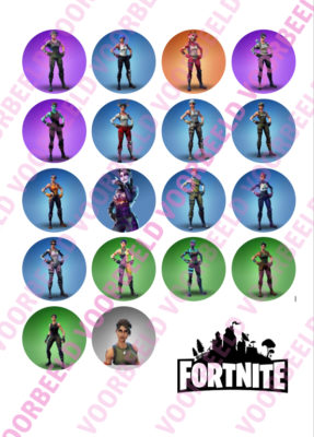 Bestel Eetbare Taartprint Fortnite poppetjes rond + logo voor slechts € ...